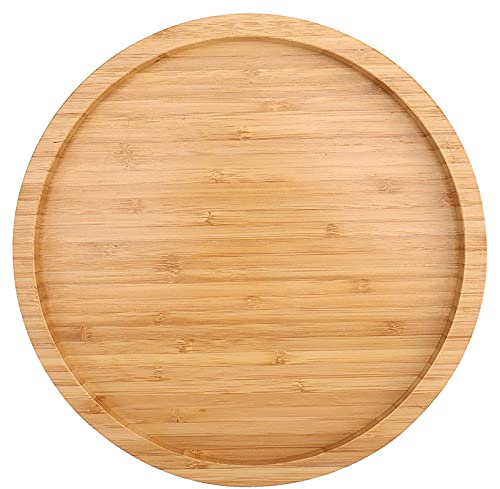 Fasmov 12 Inches Diameter Bamboo Lazy Susan Turntable, Spin Thicken Round Wood Tray Rotating Spice Rack for Kitchen Pantry Countertop Table