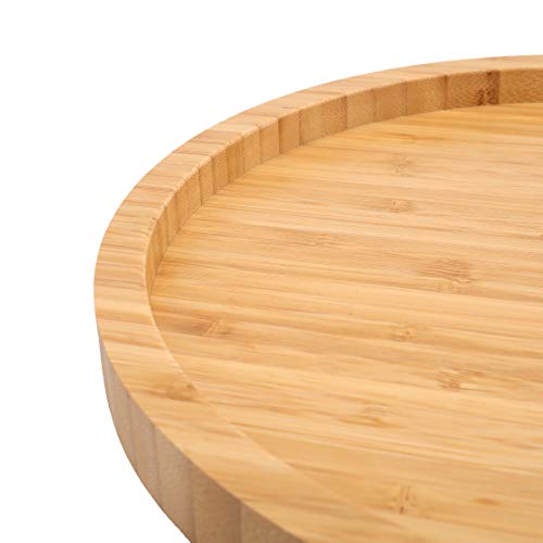 Fasmov 12 Inches Diameter Bamboo Lazy Susan Turntable, Spin Thicken Round Wood Tray Rotating Spice Rack for Kitchen Pantry Countertop Table