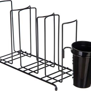 San Jamar C8005WFS Steel Cup and Lid Wire Organizer with Caddy and 5 Stacks, Black