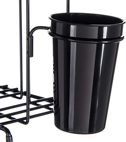 San Jamar C8005WFS Steel Cup and Lid Wire Organizer with Caddy and 5 Stacks, Black