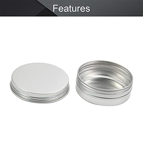 Othmro 5pcs 2oz Metal Round Tins Aluminum Tin Cans Containers with Screw Lid, 68*25mm(DxH) Silver tin cans for Salve, Spices, Lip Balm, Tea or Candies 60ml