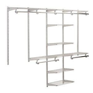 rubbermaid configurations custom add on closet shelving & closet organizer kit, 48-inch, titanium, organization/storage for clothes/shoes/jackets/purse