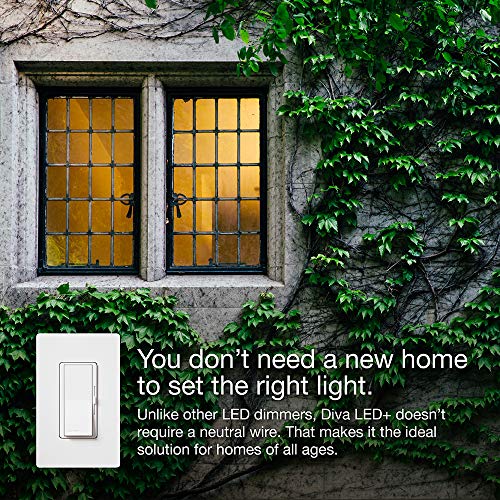 Lutron Diva LED+ Dimmer Switch for Dimmable LED, Halogen and Incandescent Bulbs, Single-Pole or 3-Way, DVCL-153P-WH, White