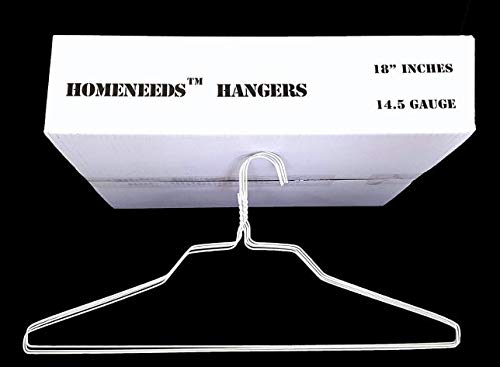 100 White Wire Hangers 18" Standard White Clothes Hangers (100, White)