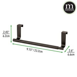 mDesign Adjustable, Expandable Over Kitchen Cabinet Towel Bar Rack - Hang on Inside or Outside of Doors, Hold Hand, Dish, Tea Towels - Customizable to 17" Wide, Omni Collection, 2 Pack - Bronze