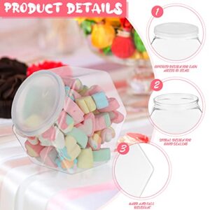 Yahenda 8 Pcs Hexagon Plastic Jars Cookie Jars with Airtight Lids Clear Candy Jar Wide Round Mouth Snacks Dog Food Candy Containers Reusable Coffee Candy Display for Gifts and Storage (30 oz)