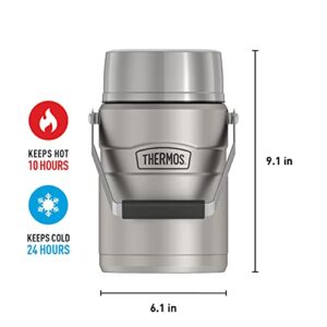 THERMOS Stainless King Vacuum-Insulated Food Jar with 2 Storage Container Inserts, 47 Ounce, Matte Steel