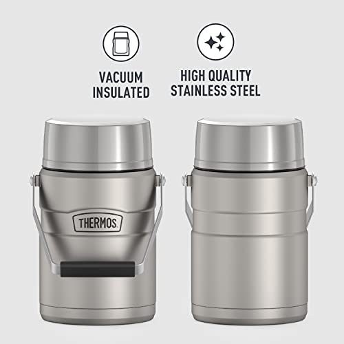 THERMOS Stainless King Vacuum-Insulated Food Jar with 2 Storage Container Inserts, 47 Ounce, Matte Steel