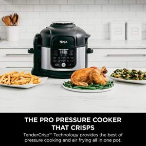 Ninja FD302 Foodi 11-in-1 Pro 6.5 qt. Pressure Cooker & Air Fryer that Steams, Slow Cooks, Sears, Sautés, Dehydrates & More, with 4.6 qt. Crisper Plate, Nesting Broil Rack & Recipe Book, Silver/Black