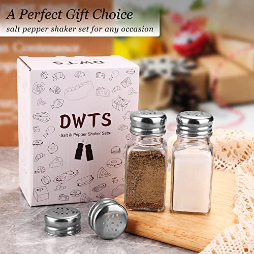 Salt and Pepper Shakers Glass Set ,DWTS DANWEITESI Salt Shaker w Stainless Steel Lid-Glass Spice Jars,Clear to Know When to Fill,Farmhouse Salt and Pepper Shakers Cute Best Kitchen Decoration