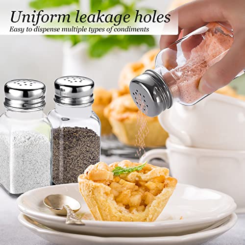 Salt and Pepper Shakers Glass Set ,DWTS DANWEITESI Salt Shaker w Stainless Steel Lid-Glass Spice Jars,Clear to Know When to Fill,Farmhouse Salt and Pepper Shakers Cute Best Kitchen Decoration