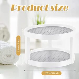 4 Pcs 2 Tier Non Skid Lazy Susan Turntable 10 inch Cabinet Organizer Plastic Lazy Susan Organizer Rotating Spice Rack Pantry Lazy Susan Organization and Storage for Kitchen Spices Condiments Fridge