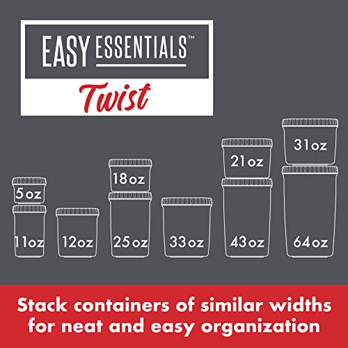 LocknLock Easy Essentials Twist Food Storage lids/Airtight containers, BPA Free, Tall-44 oz-for Pasta, Clear