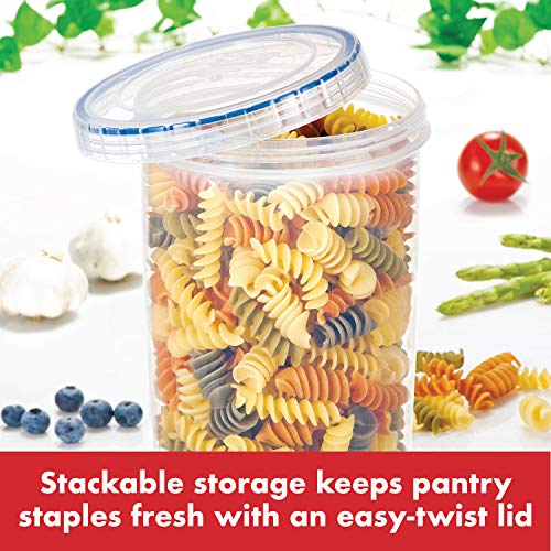 LocknLock Easy Essentials Twist Food Storage lids/Airtight containers, BPA Free, Tall-44 oz-for Pasta, Clear