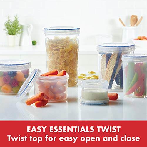 LocknLock Easy Essentials Twist Food Storage lids/Airtight containers, BPA Free, Tall-44 oz-for Pasta, Clear