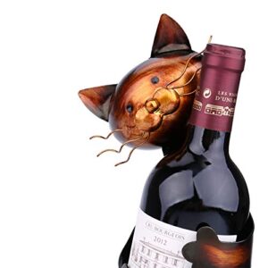 Ailgely Cat Shaped Wine Holder, Cat Wine Bottle Holder, Tabletop Decor Wine Rack, Metal Sculpture Wine Stand, Crafts Ornament for Home Kitchen