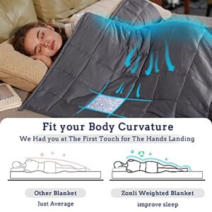 ZonLi Weighted Blanket (60''x80'', 20lbs, Queen Size Dark Grey), Weighted Blankets for Adults and Kids, High Breathability Heavy Blanket, Soft Material with Premium Glass Beads