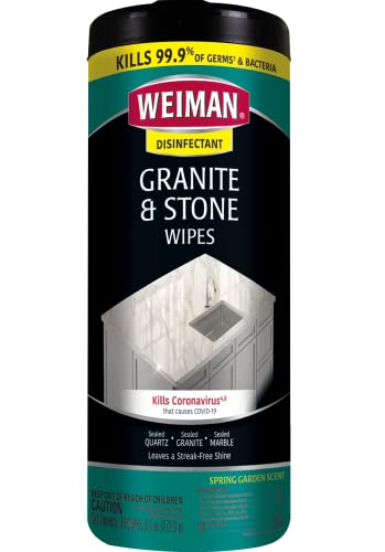 Weiman Granite Cleaner and Polish - 30 Wipes - For Granite Marble Soapstone Quartz Quartzite Slate Limestone Corian Laminate Tile Countertop and More (Pack of 1)