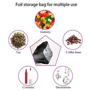 100 Pack Mylar Bag 3.5 Gram,4 Mil Thickness Smell Proof Bag,Stand-up Packaging Pouch,Resealable Ziplock Foil Food Storage Baggies Safe Material,3.62x5 Inches,Matte Black