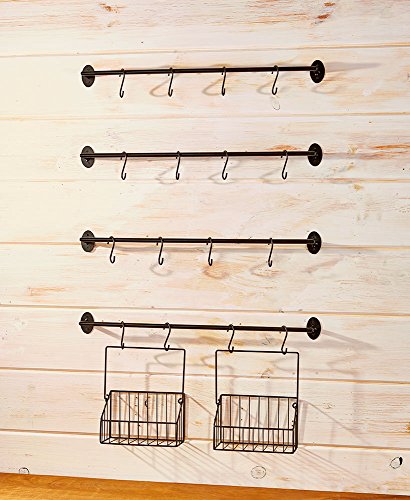 The Lakeside Collection Wall Rack for Coffee Mugs, Tea Cups with Industrial Pipe Style - 6 Pieces