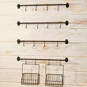 The Lakeside Collection Wall Rack for Coffee Mugs, Tea Cups with Industrial Pipe Style - 6 Pieces