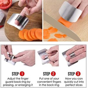 WAGA Kitchen Finger Protector, Finger Guards for Safe to Slice Vegetables Fruit, Stainless Steel Finger Hand Protector for Cutting Meat Chef Kitchen Tool Gadgets