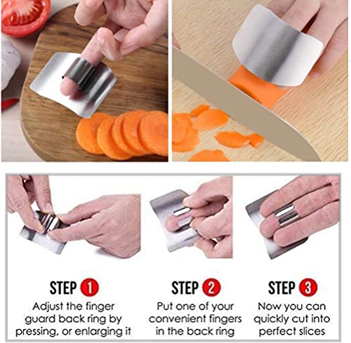 WAGA Kitchen Finger Protector, Finger Guards for Safe to Slice Vegetables Fruit, Stainless Steel Finger Hand Protector for Cutting Meat Chef Kitchen Tool Gadgets