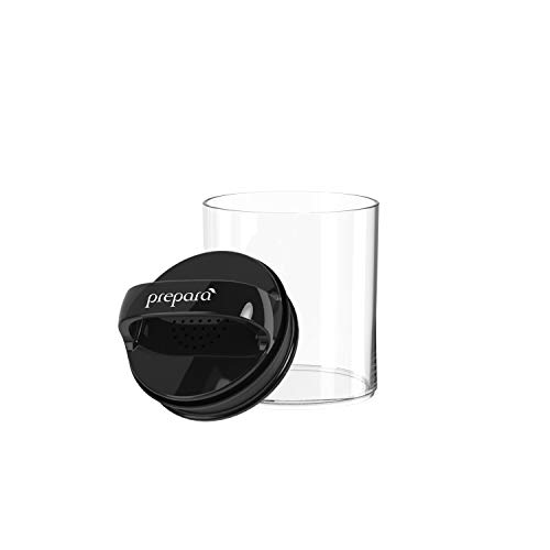 Prepara Evak Fresh Saver, Small-Short Airless Canister with Black handle, 0.5 Quart, Clear