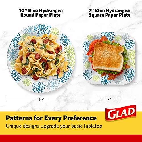 Glad Round Disposable Paper Plates for All Occasions | New & Improved Quality | Soak/ Cut Proof, Microwaveable Heavy Duty | 10" Diameter, 50 Count Bulk Plates