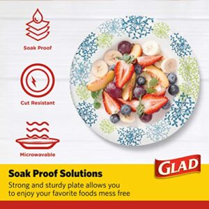 Glad Round Disposable Paper Plates for All Occasions | New & Improved Quality | Soak/ Cut Proof, Microwaveable Heavy Duty | 10" Diameter, 50 Count Bulk Plates