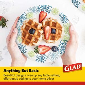 Glad Round Disposable Paper Plates for All Occasions | New & Improved Quality | Soak/ Cut Proof, Microwaveable Heavy Duty | 10" Diameter, 50 Count Bulk Plates