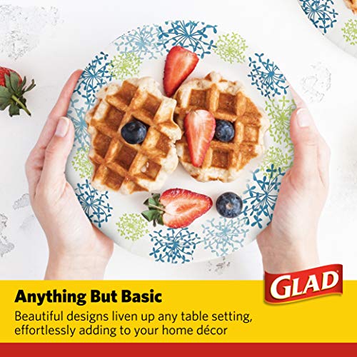 Glad Round Disposable Paper Plates for All Occasions | New & Improved Quality | Soak/ Cut Proof, Microwaveable Heavy Duty | 10" Diameter, 50 Count Bulk Plates