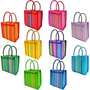 10 mini mercado favor bags – mexican mesh market tote bag pack – fiesta goodie treat bag – mexican party candy gift bag – bolsas bolsitas mexicanas para dulces -dulceros morrales morralitos mexicanos