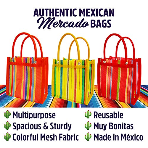 10 Mini Mercado Favor Bags - Mexican Mesh Market Tote Bag Pack - Fiesta Goodie Treat Bag - Mexican Party Candy Gift Bag - Bolsas Bolsitas Mexicanas Para Dulces -Dulceros Morrales Morralitos Mexicanos