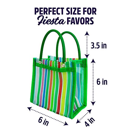 10 Mini Mercado Favor Bags - Mexican Mesh Market Tote Bag Pack - Fiesta Goodie Treat Bag - Mexican Party Candy Gift Bag - Bolsas Bolsitas Mexicanas Para Dulces -Dulceros Morrales Morralitos Mexicanos