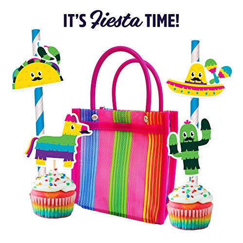 10 Mini Mercado Favor Bags - Mexican Mesh Market Tote Bag Pack - Fiesta Goodie Treat Bag - Mexican Party Candy Gift Bag - Bolsas Bolsitas Mexicanas Para Dulces -Dulceros Morrales Morralitos Mexicanos