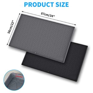 AUMIO Under Sink Mat, Under Sink Mats for Kitchen Waterproof 22" x 34" Under Kitchen Sink Mat Silicone Under Sink Liner Drip Tray with Drain Hole, Sink Cabinet Protector Mat for Kitchen Bathroom Grey