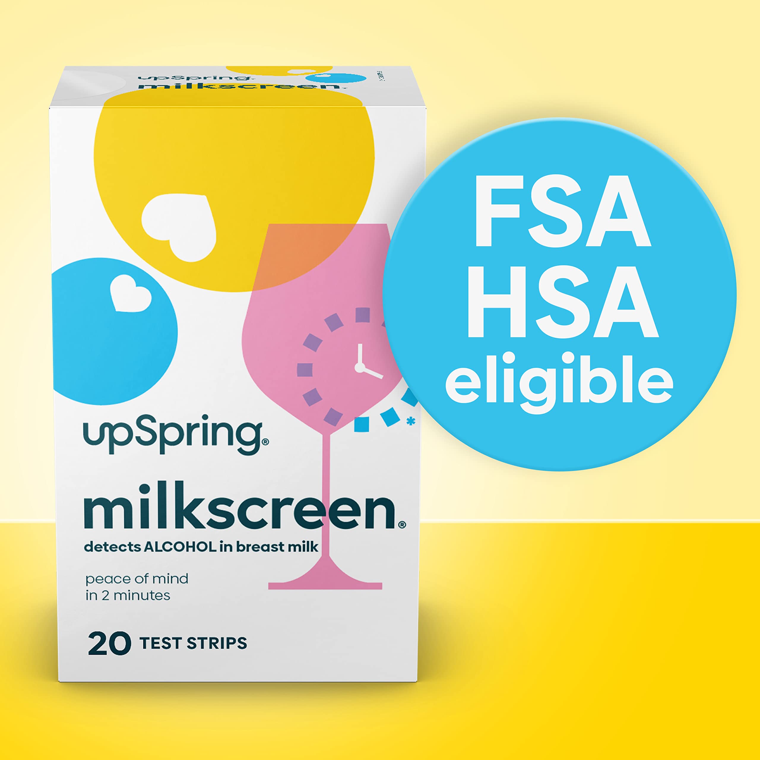 Upspring Milkscreen Test Strips to Detect Alcohol in Breast Milk - at-Home Test for Breastfeeding Moms, Simple Breast Milk Alcohol Dip Test with Accurate Results in 2 Minutes, 20 Test Strips