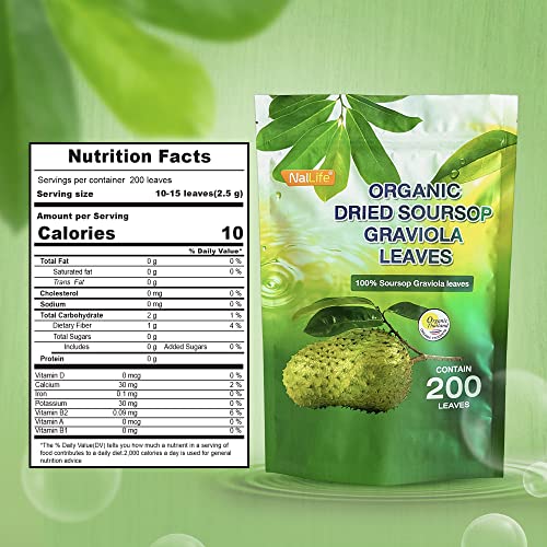 NalLife ORGANIC Soursop Graviola Leaves for Tea 200 Leaves