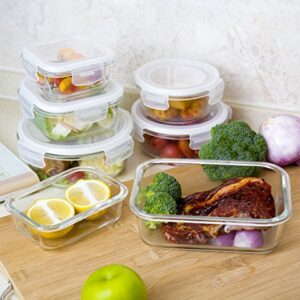 BAYCO Glass Storage Containers with Lids, 9 Sets Glass Meal Prep Containers Airtight, Glass Food Storage Containers, Glass Containers for Food Storage with Lids - BPA-Free & Leak Proof