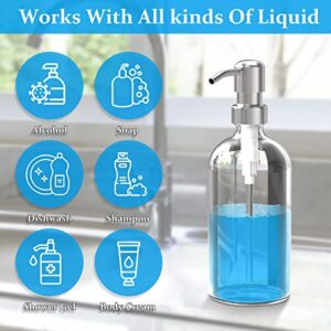 ARKTEK Glass Soap Dispenser - Clear Dish Soap Dispenser for Kitchen, Refillable Liquid Hand Soap Dispenser with Rust Proof Stainless Steel Pump for Bathroom, Countertop (17 Ounce/ 500 ML)