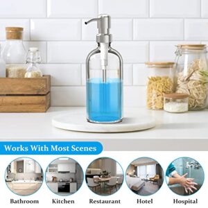 ARKTEK Glass Soap Dispenser - Clear Dish Soap Dispenser for Kitchen, Refillable Liquid Hand Soap Dispenser with Rust Proof Stainless Steel Pump for Bathroom, Countertop (17 Ounce/ 500 ML)