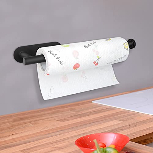 Feokely Paper Towel Holder, Under Cabinet Paper Towel Holder Wall Mount for Kitchen, Premium Stainless Steel Paper Towel Holder, Aesthetic Design Black Paper Towel Rack