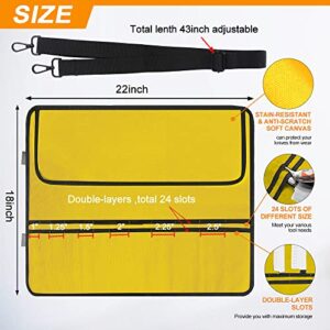 Yellow Chef Knife Bag With 24 Slots Canvas Cutlery Knives Holders Protectors,Home Kitchen Travel Cooking Tools,Portable Knife Roll Storage Bag Chef Case for Camping or Working