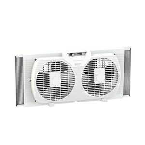 comfort zone cz319wt 9″ twin window fan with reversible airflow control, auto-locking expanders and 2-speed fan switch, white