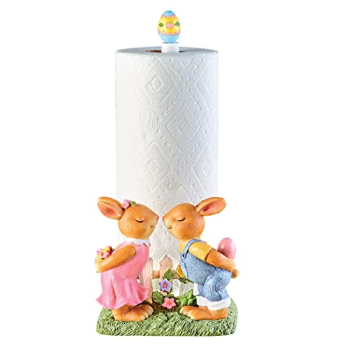 Collections Etc Hand-Painted Easter Bunnies Paper Towel Holder