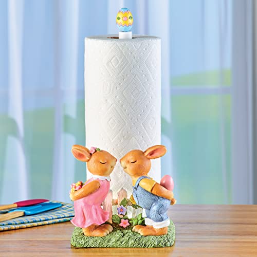 Collections Etc Hand-Painted Easter Bunnies Paper Towel Holder