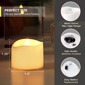 Homemory LED Tea Lights with Timer, Built-in 6 Hours Timer Tea Lights, Votive Candles Battery Operated, Flameless Candles with Timer, 1-2/5‘’Dia x 1-1/4''H, Pack of 12, Warm White Light, No Remote