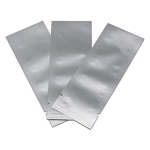 100 Pcs 1.37x3.3 inches Small Coffee Food Storage Heat Sealable 3.34mil Mylar Pure Foil Bag Vacuum Pouch for Sampling Packaging Aluminum Foil Package