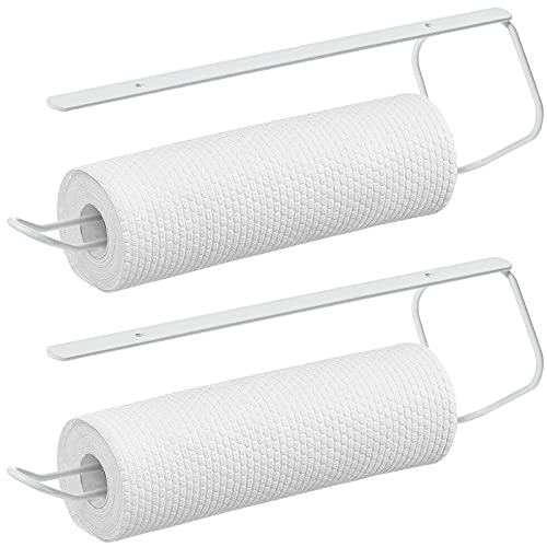 Poeland Paper Towel Holder, Wall Mount Paper Towel Rack, Nail-Free Glue Paper Towel Holder Under Cabinet for Kitchen, Bathroom, Pantry 2 Pack